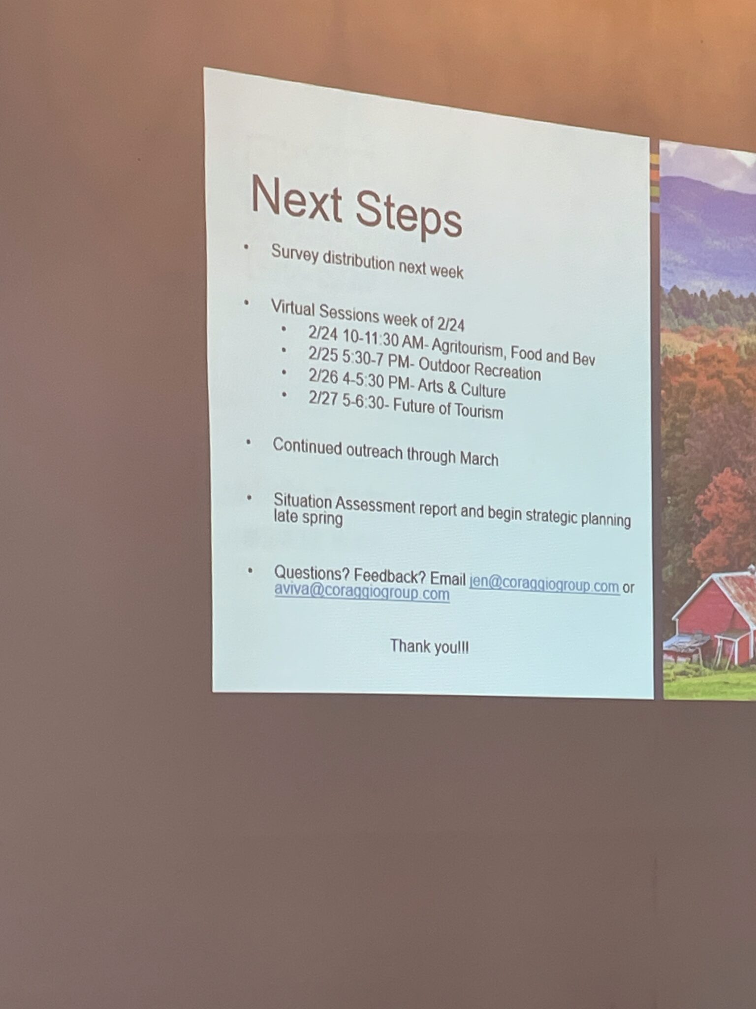 Department of Tourism Listening - Next Steps - Vermont Horse Council